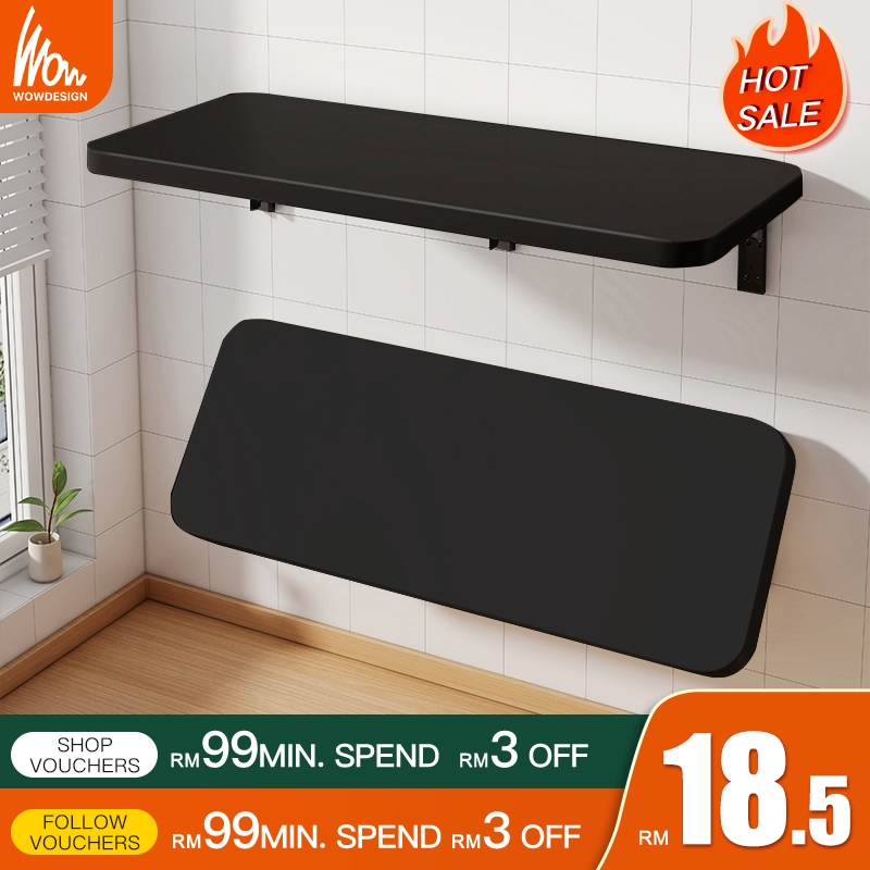 Wall Mounted Folding Table Wall Rack Black Foldable Table With Bracket ...