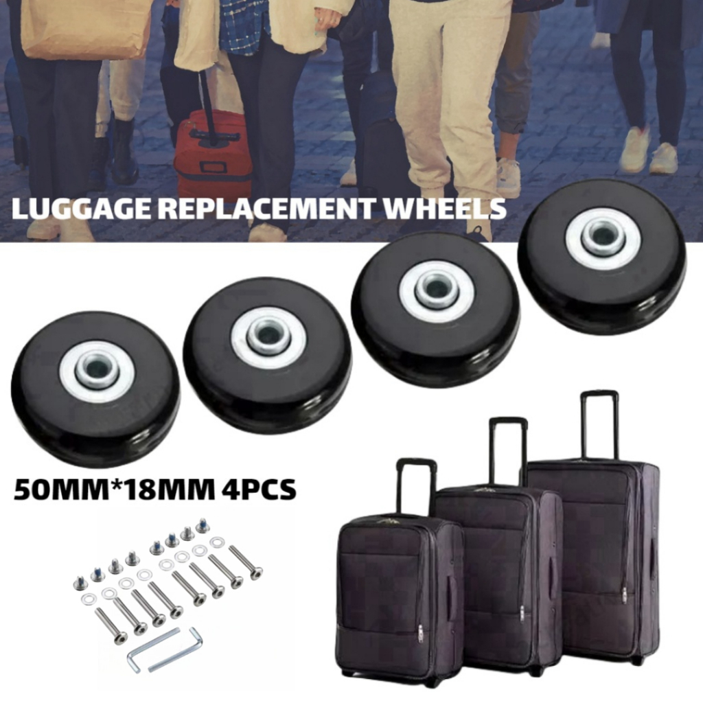 4PCS 40/45/50MM Luggage Wheels Replacement Rubber Suitcase Luggage ...