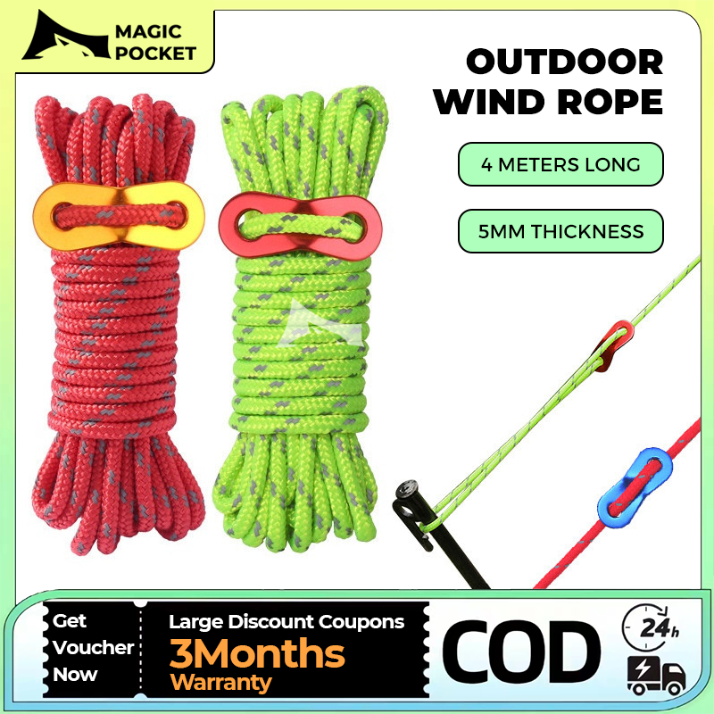 Parachute Clothesline Camping Rope Tent Rope 5mm Thick Reflective Rope ...