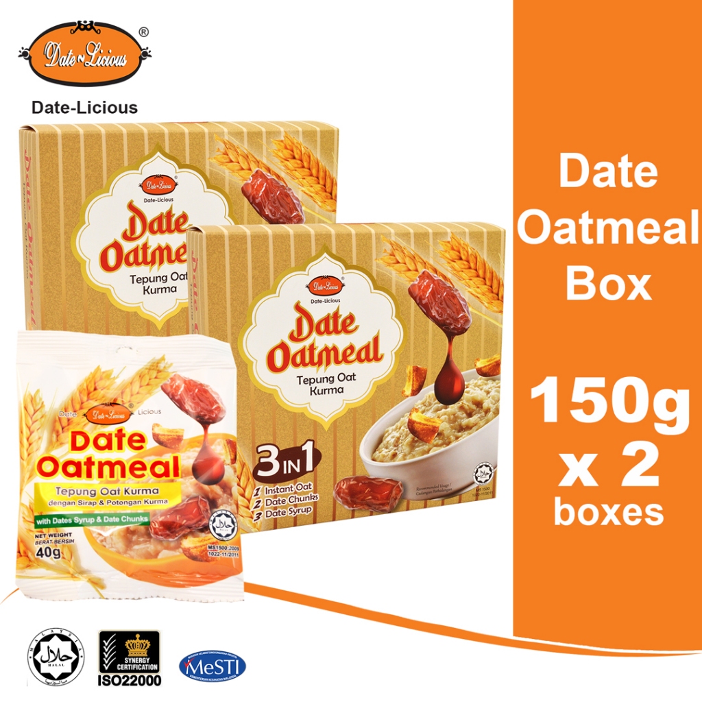Date-Licious 3in1 Date Oatmeal Box 150gm x 2 Boxes (3 servings per Box ...