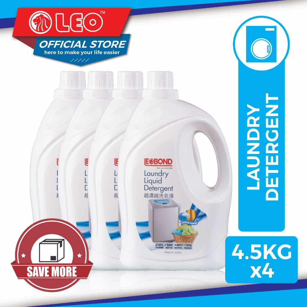 [Carton Deal] LEOBOND Laundry Liquid Detergent OCEAN POWER (4.5kg x 4 ...