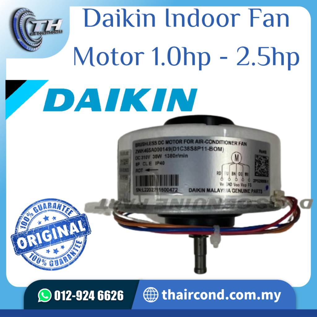 DAIKIN GENUINE PART - Indoor Unit Fan Motor 1.0hp | 1.5hp | 2.0hp | 2.5hp | Shopee Malaysia