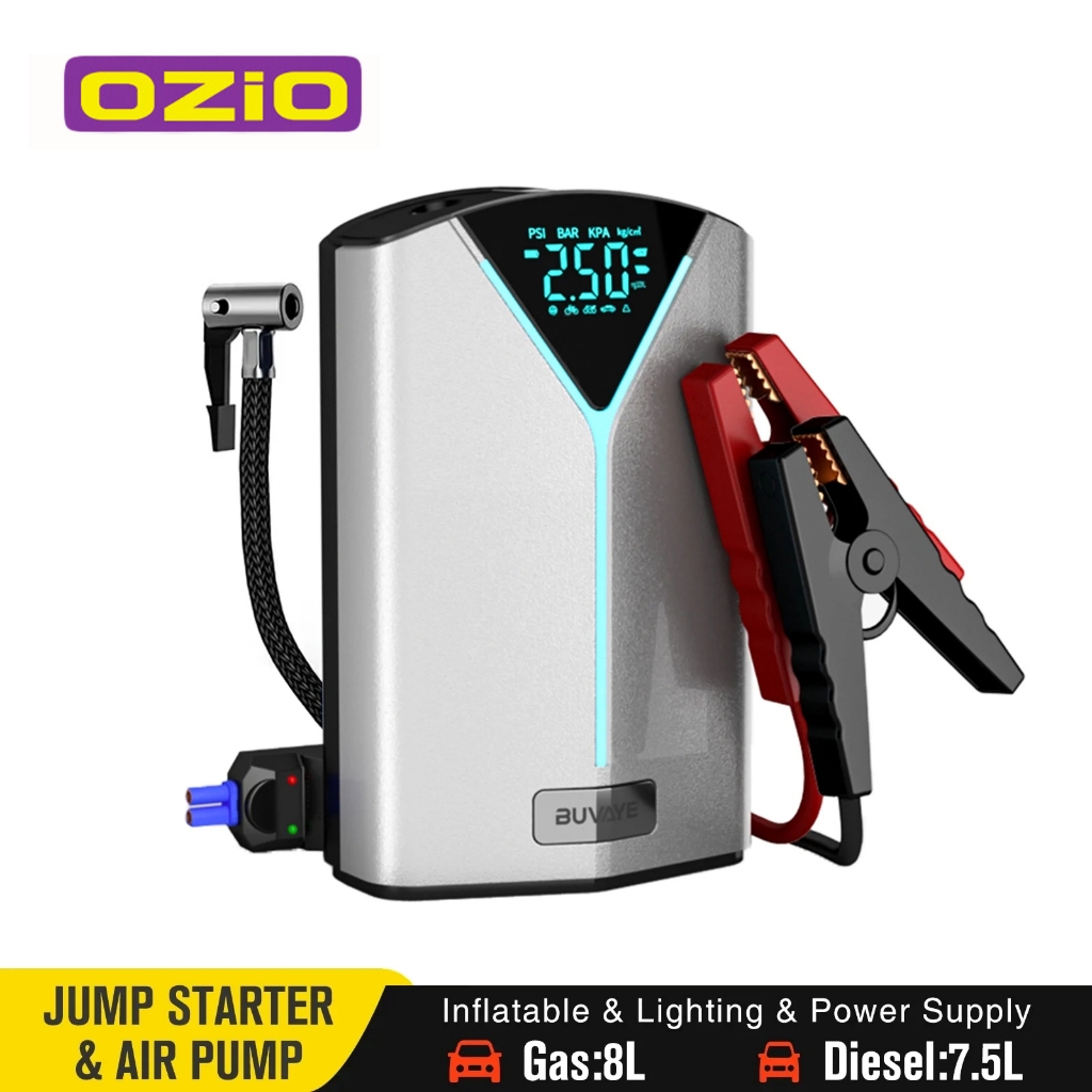 OZIO 4 In 1 1200A Car Battery Jump Starter Inflatable Pump Power Bank ...