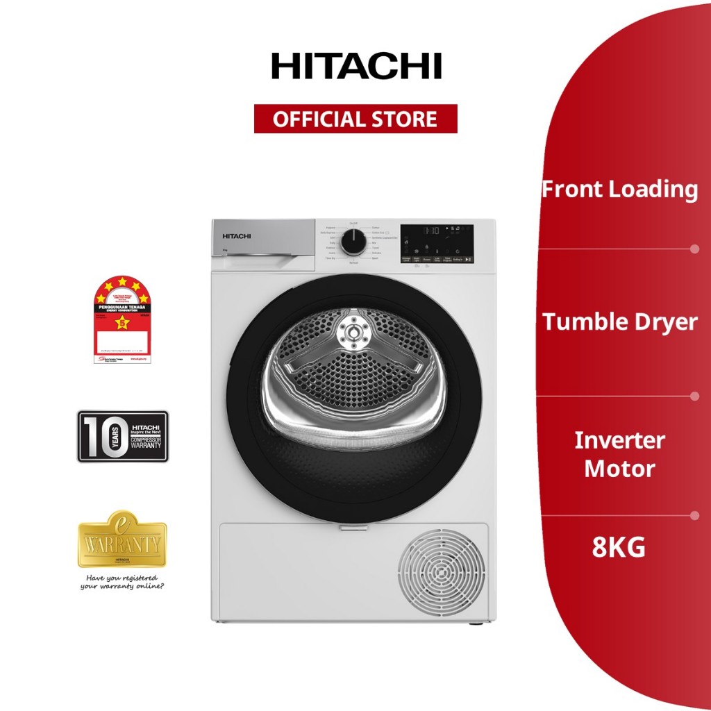 Hitachi Tumble Dryer 8KG (TD-80YFE) | Shopee Malaysia