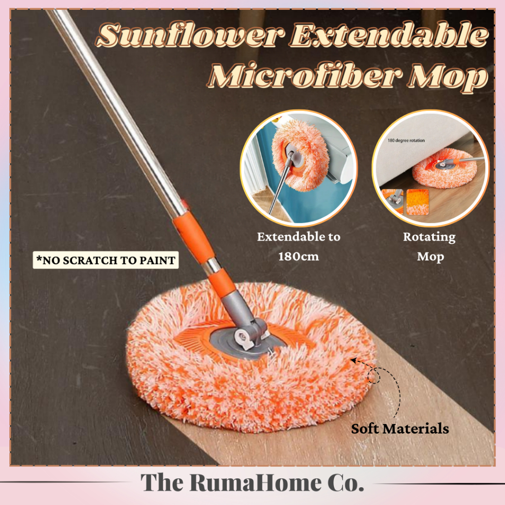 Extendable Microfiber Ceiling Fan Duster Long Reach Sunflower Mop Wall ...