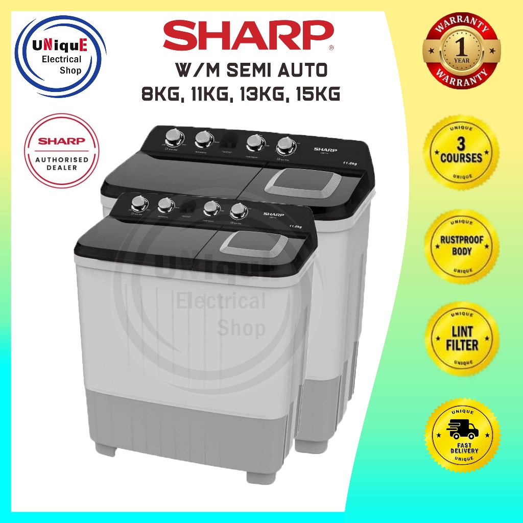 Sharp Semi Auto Washing Machine. 8Kg/11kg/13kg/15kg Mesin Basuh Manual Sharp | Shopee Malaysia