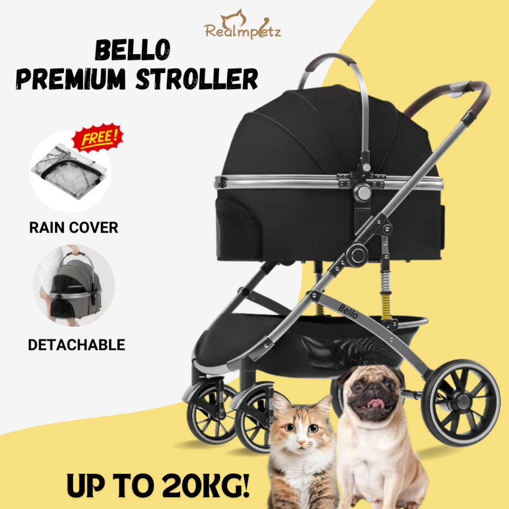 Realmpetz BELLO Premium Pet Stroller for Dog & Cat Detachable Carrier ...