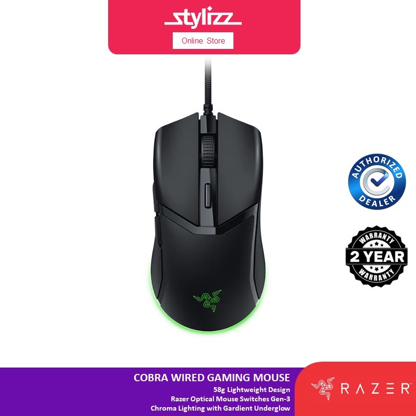 RAZER COBRA WIRED GAMING MOUSE - 58G LIGHTWEIGHT DESIGN, GEN-3 OPTICAL ...