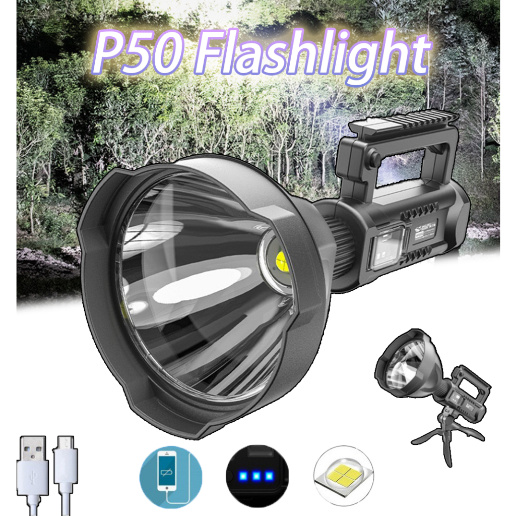 1000000LM LED Flashlight + Stand USB Rechargeable XHP90 Torchlight ...