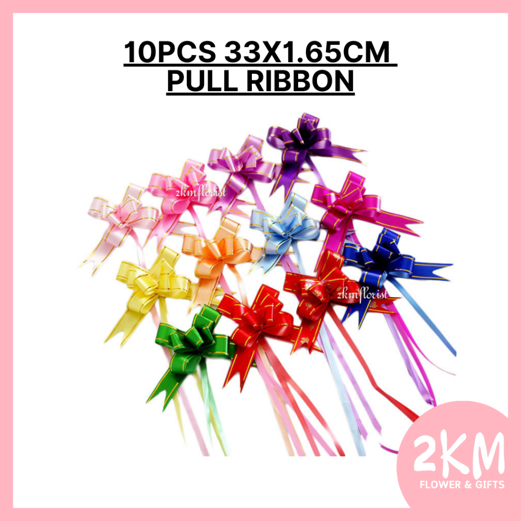 (10PCS) 33CMx1.65CM PULL Ribbon Reben Riben Gift Satin Organza Flower ...