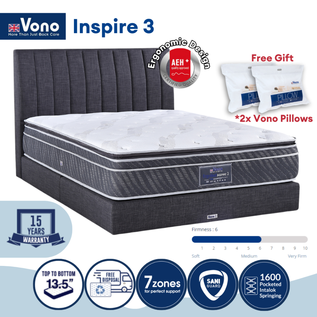 Vono Ergobed Inspire 3 Mattress (Tilam Vono) | 15 years Warranty | 100% ...