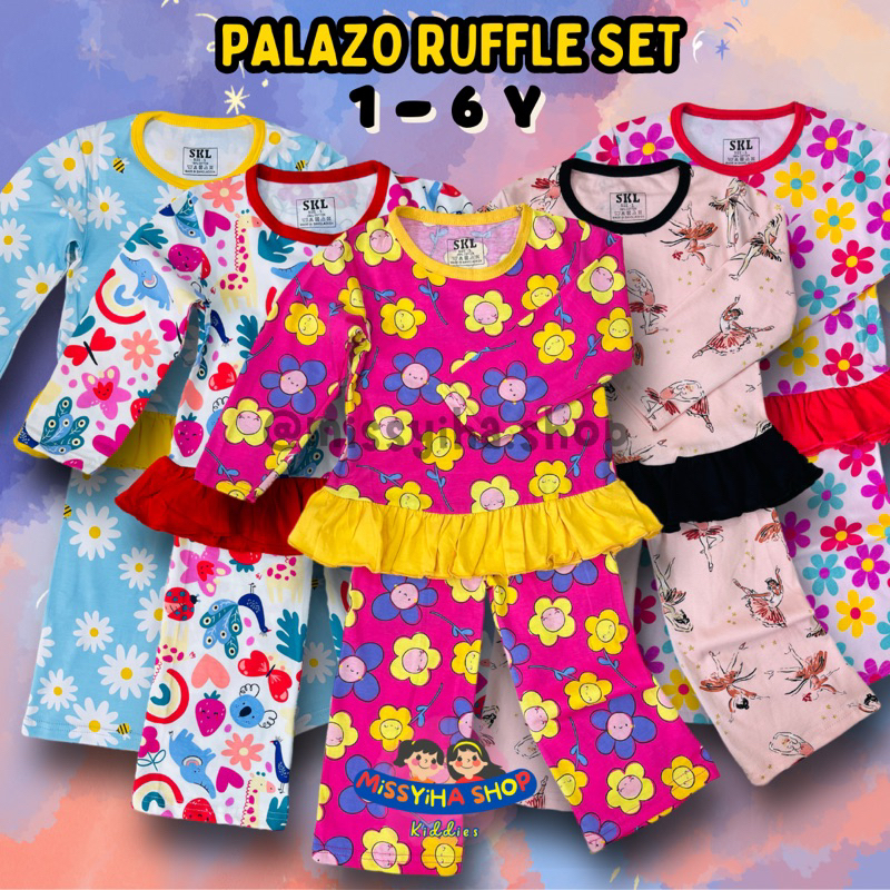 {NEW}[I2]1-6Y SKL Girl Palazo Long Sleeves Ruffle Doll Set Dress ...
