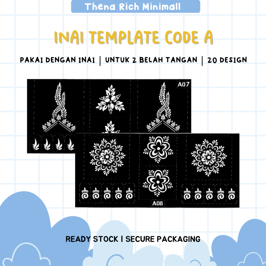 [READY STOCK] Tasha Legacy Sticker Inai Henna Template Code A | Shopee ...
