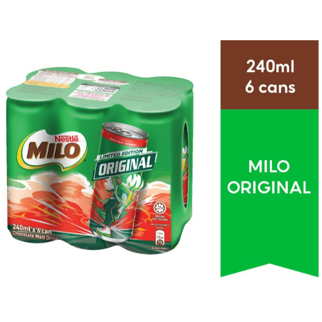 NESTLÉ MILO® ORIGINAL CAN 240ml X6 CANS | Shopee Malaysia
