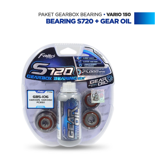 GEAR BOX BEARING SET + 120ML GEAR OIL FAITO ( S720 ) VARIO 125 / VARIO ...