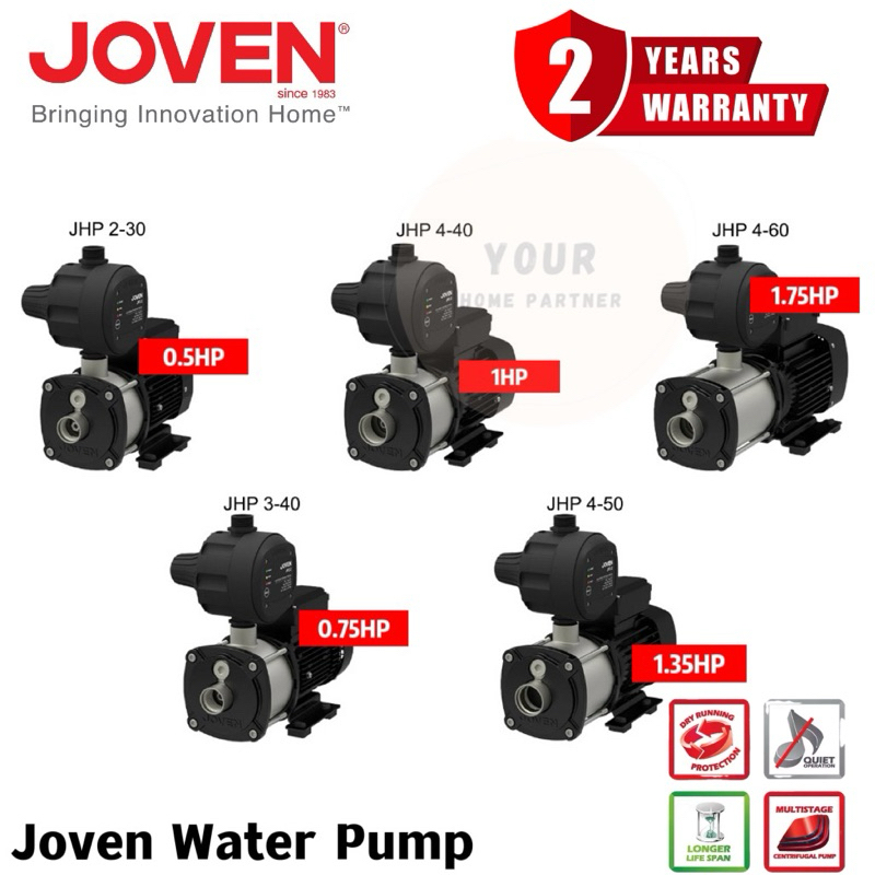 Joven Water Pump Boost Water Pressure Pump JHP Series JHP2-30 0.5HP/JHP3-40 0.75HP/JHP4-40 1HP ...