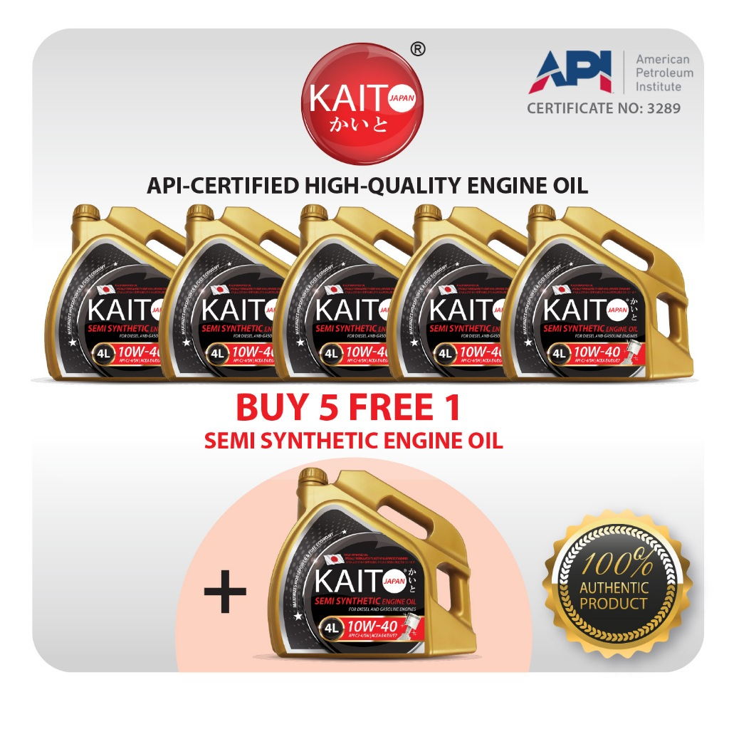 Kaito Japan 10W-40 Semi Synthetic Engine Oil (CJ4/SN) – Buy 5 Get 1 ...