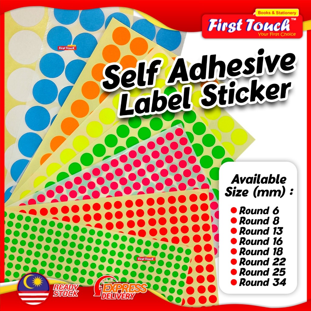 10 Sheets Circle Round Self Adhesive White Color Label Sticker Dot ...