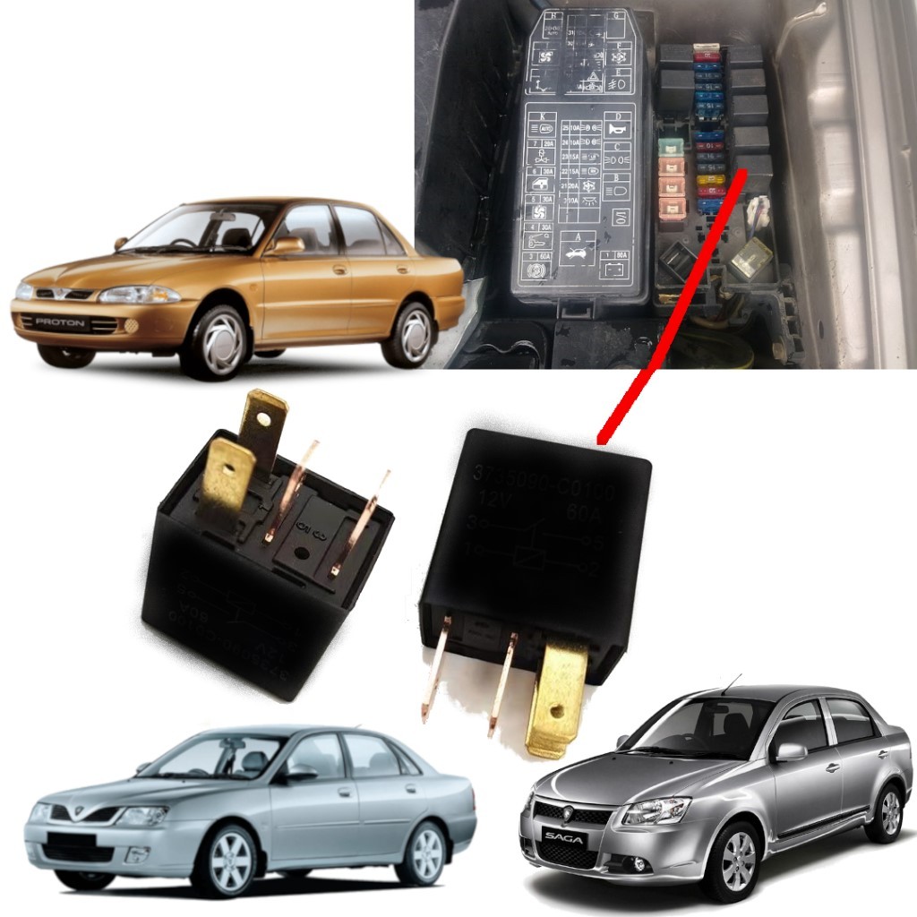 PROTON WIRA Waja Saga BLM 4PIN 12V Headlamp Relay Head Lamp Head Light ...