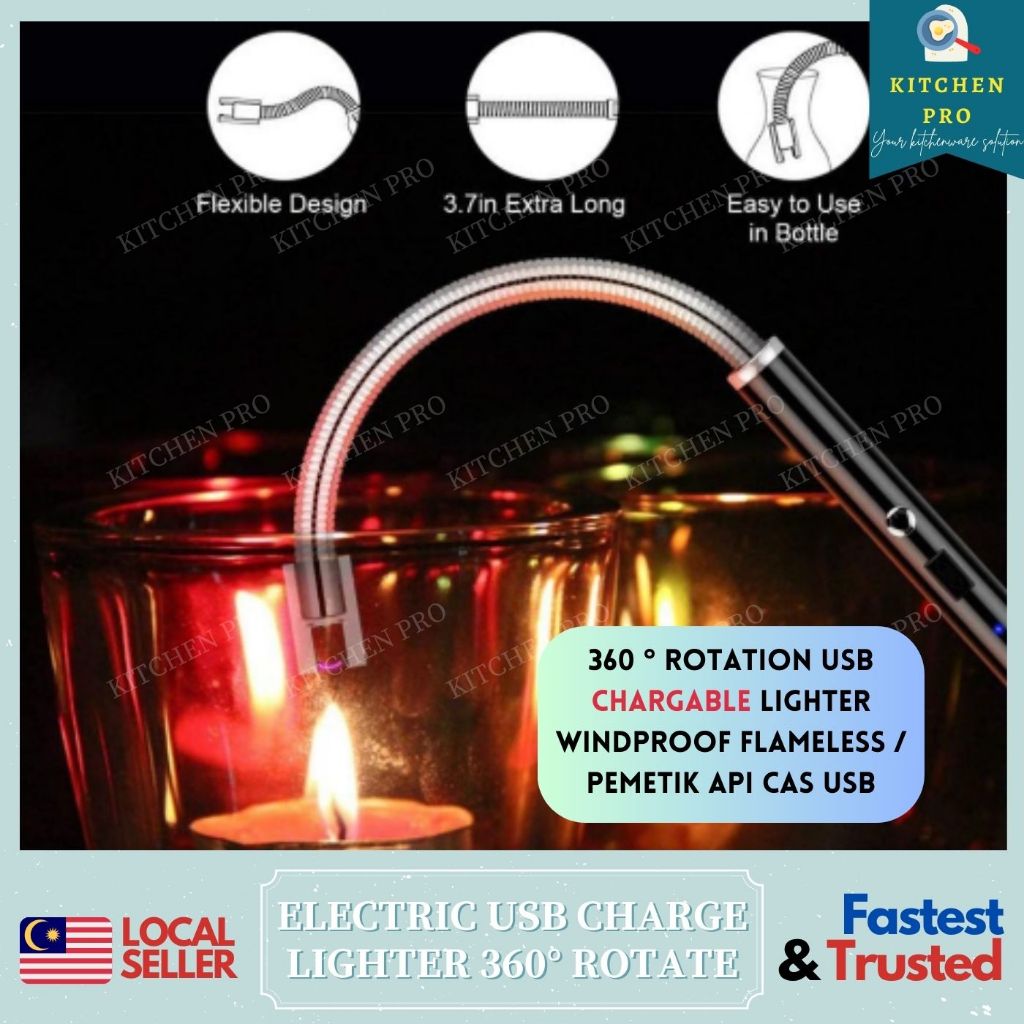 𝐊𝐈𝐓𝐂𝐇𝐄𝐍 𝐏𝐑𝐎 | 360° Rotatable Electrical USB Rechargable Lighter ...