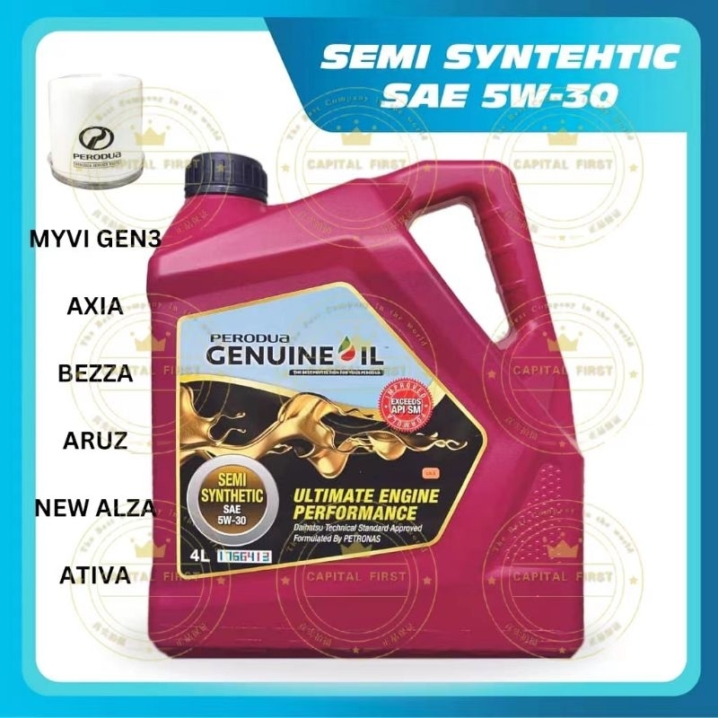 NEW STOCK 2024 PERODUA 5W30 (4L)+Oil Filter+Air Filter - Myvi 1.3/1.5 ...