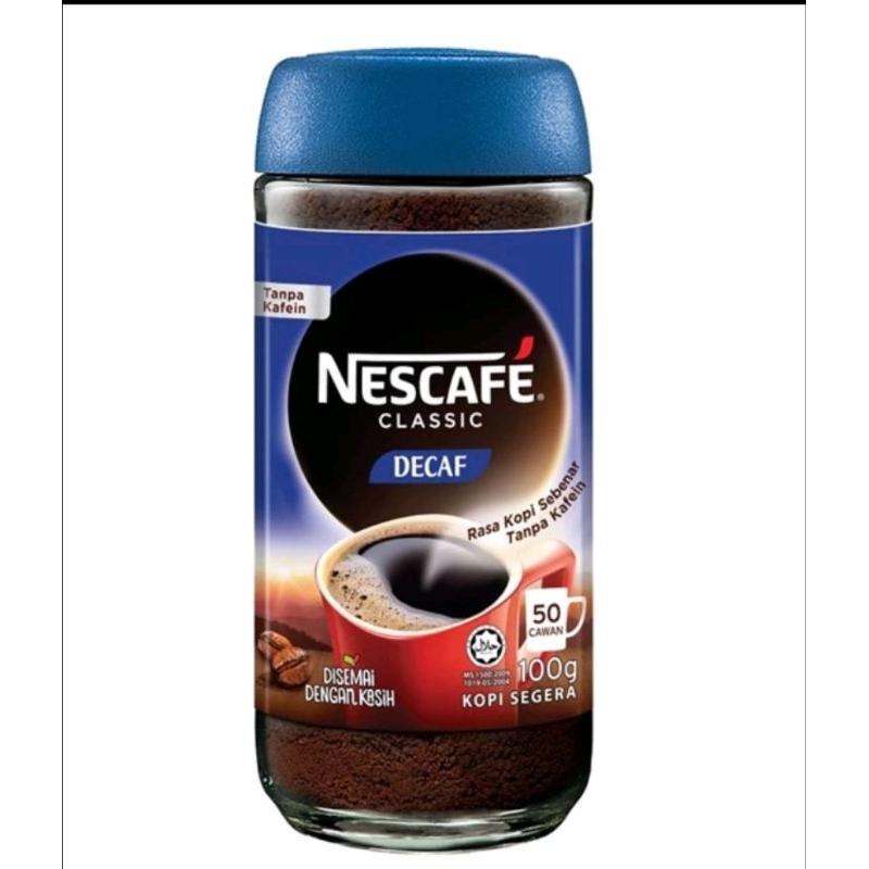 100g(1 bottle) Nescafe Classic Decaf: can make 50 cups/ pure soluble ...