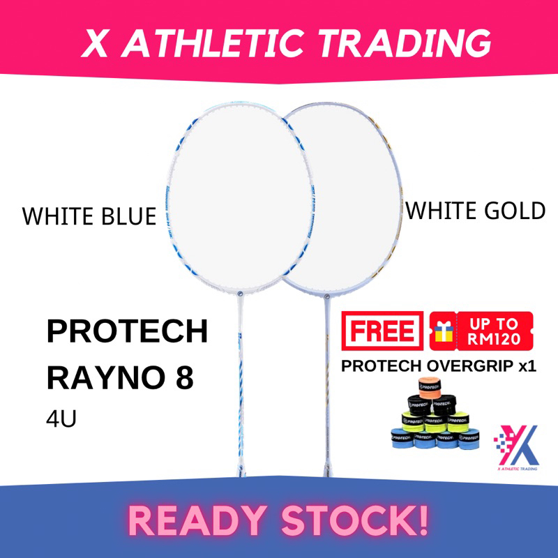 Protech VARNO 8 Rayno 8 White Blue/White Gold Badminton Racket | Shopee ...