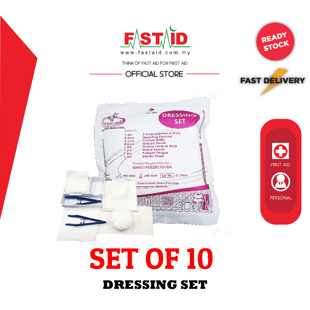 (Set of 10) First Aid Harsh-Med Woundcare Disposable Sterile Dressing ...