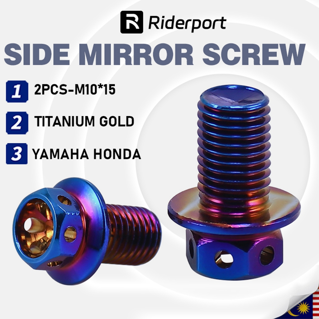 2PCS M10 SIDE MIRROR SCREW TITANIUM SYM Y15 LC135 SRL Y125Z RS150 WAVE ...