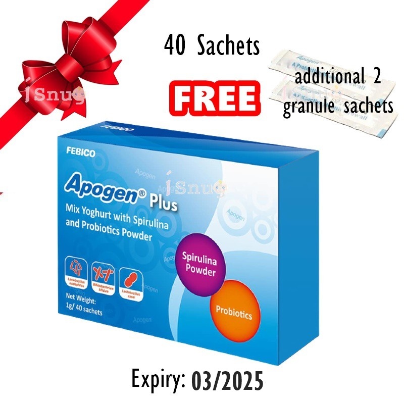 Apogen Plus With Spirulina Probiotics Powder - 40 Sachets FREE 2 ...
