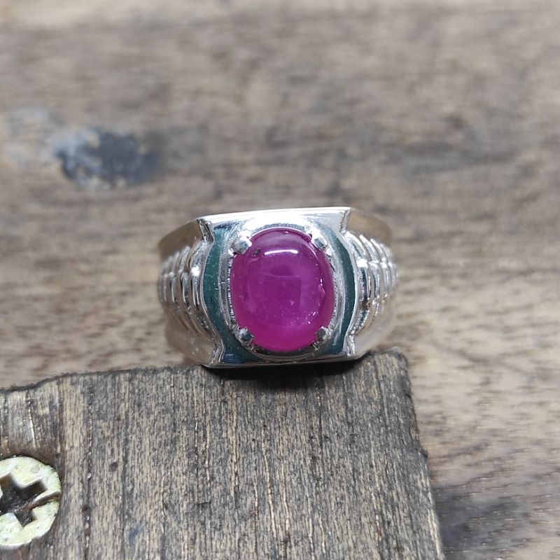 Delima Afrika Batu Permata Asli Cincin Perak African Ruby Natural ...