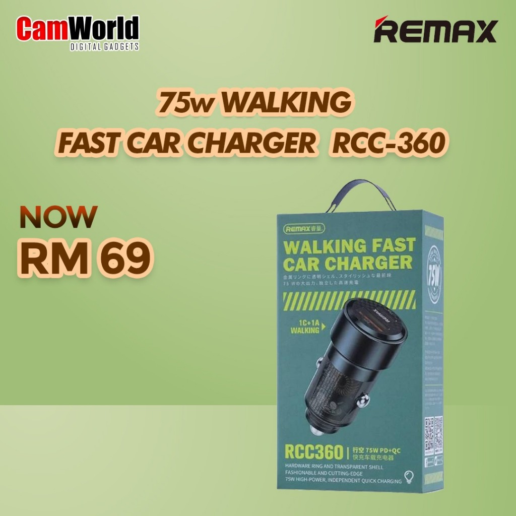 REMAX 75w Walking Fast Car Charger (RCC-360) | Shopee Malaysia
