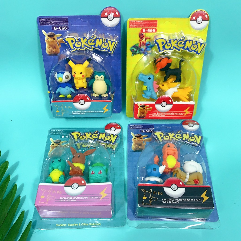 Pokemon Eraser Set C ! Pikachu 3D Eraser Stationery Eraser Rubber ...