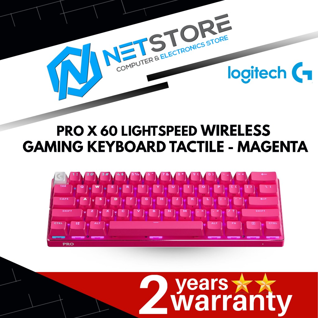LOGITECH PRO X 60 LIGHTSPEED WIRELESS GAMING KEYBOARD TACTILE- MAGENTA ...