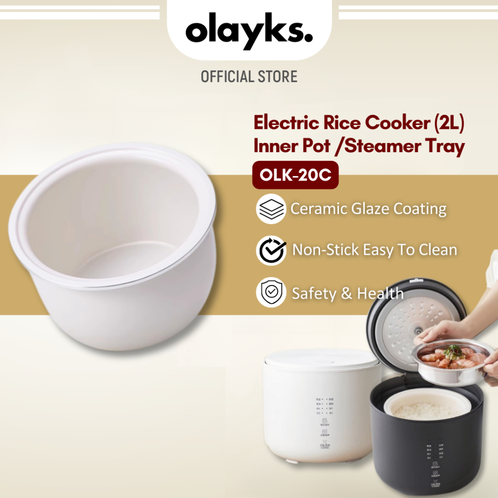 Olayks 2L Multifunction Electric Rice Cooker Mini Rice Cooker OLK-20C Inner Pot/ Steamer Tray ...