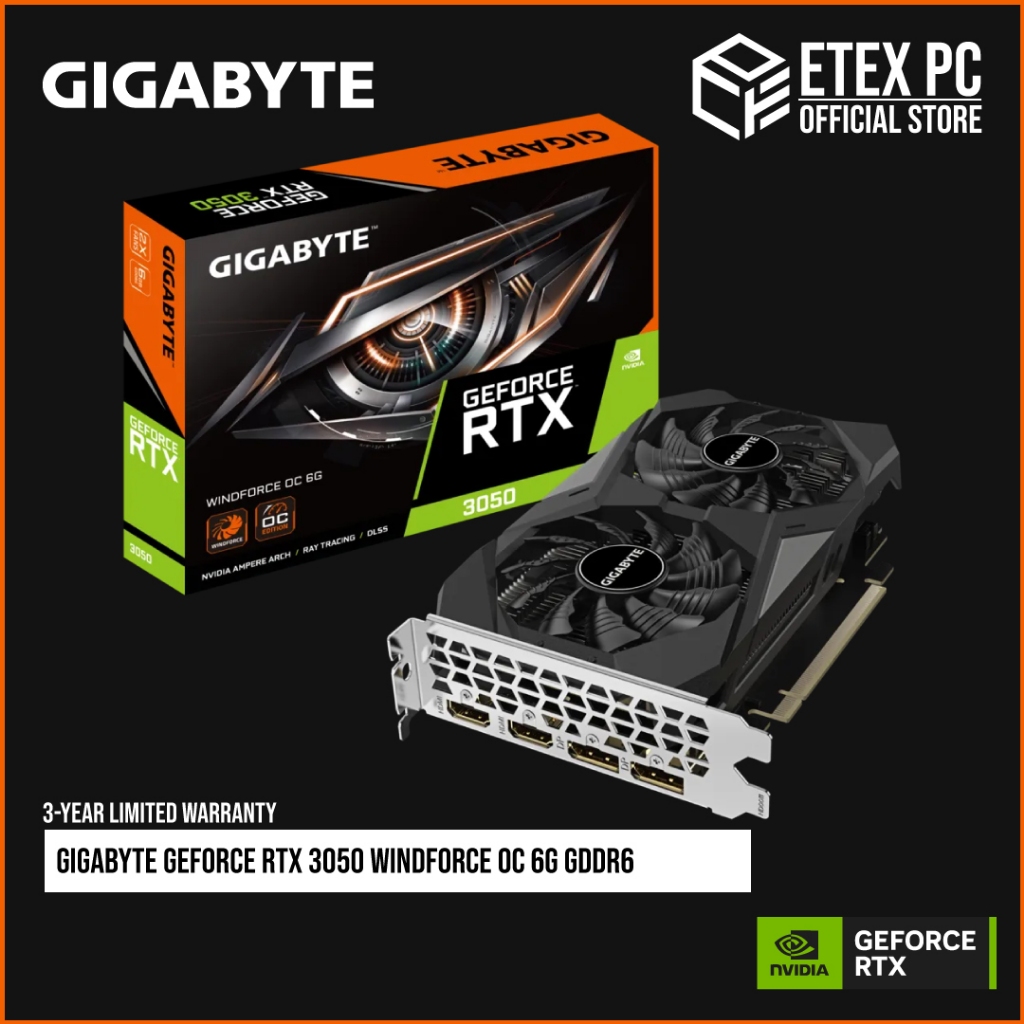 GIGABYTE GeForce RTX 3050 WINDFORCE OC 6G GDDR6 # GV-N3050WF2OC-6GD | Shopee Malaysia