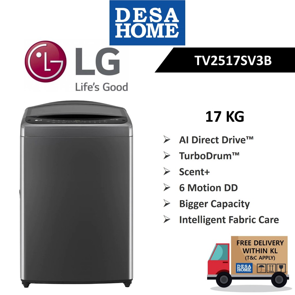 (FOC SHIPPING WITHIN KL) LG TV2517SV3B 17KG TOP LOAD WASHING MACHINE ...