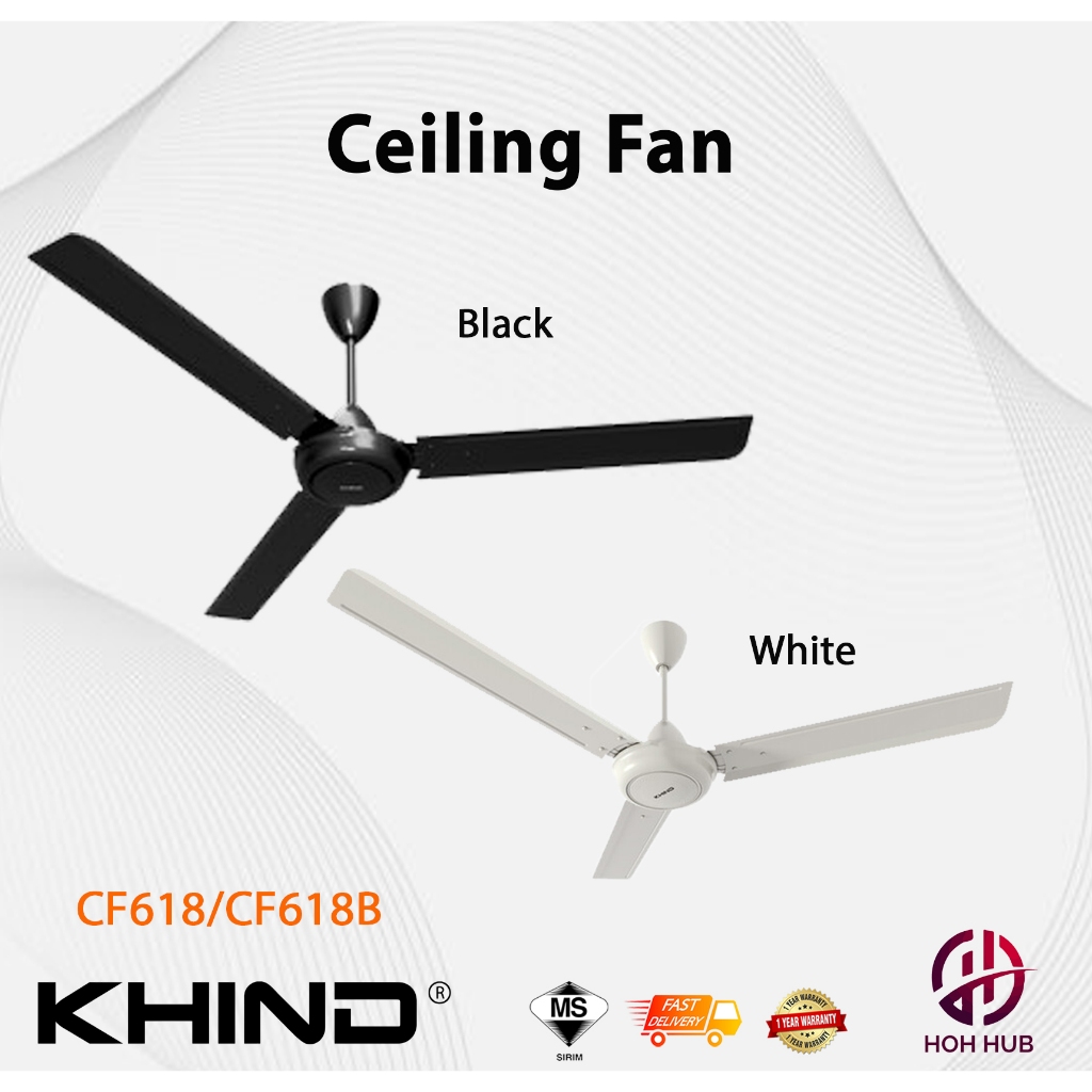KHIND 60" CEILING FAN CF618 BLACK/WHITE (THREE UNIT PACKAGING) KIPAS ...