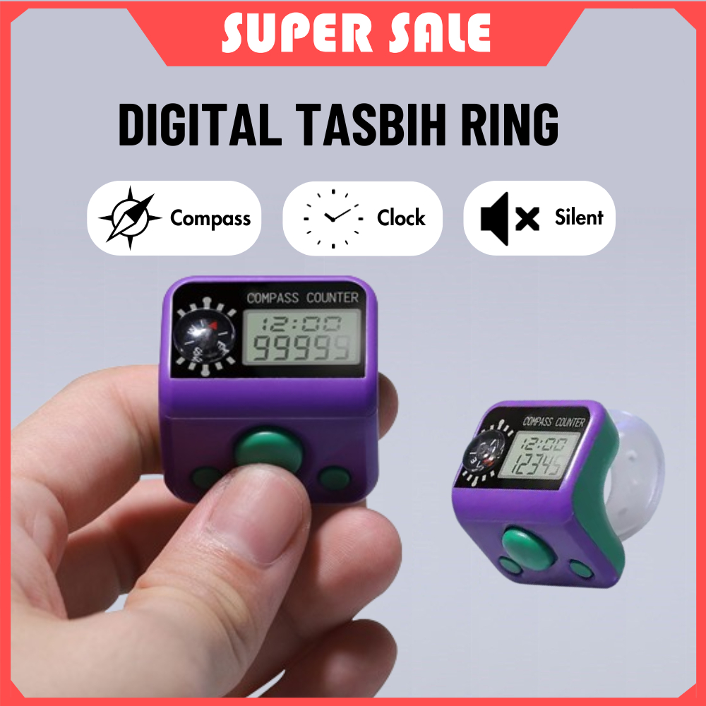 Digital Tasbih Zikir with Compass & Time LCD Electronic Tasbih Counter ...
