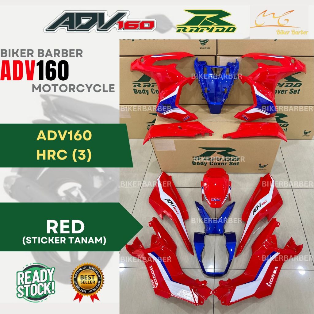 RAPIDO Honda Adv160 Hrc (3) Red Body Coverset (Sticker Tanam ...