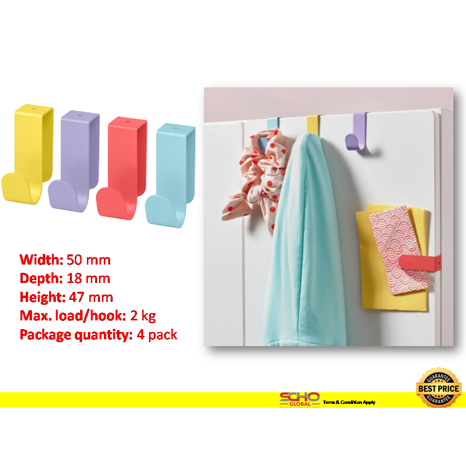 IKEA-LÄTTHET Hook and clip, multicolour (4pcs/pack) | Shopee Malaysia