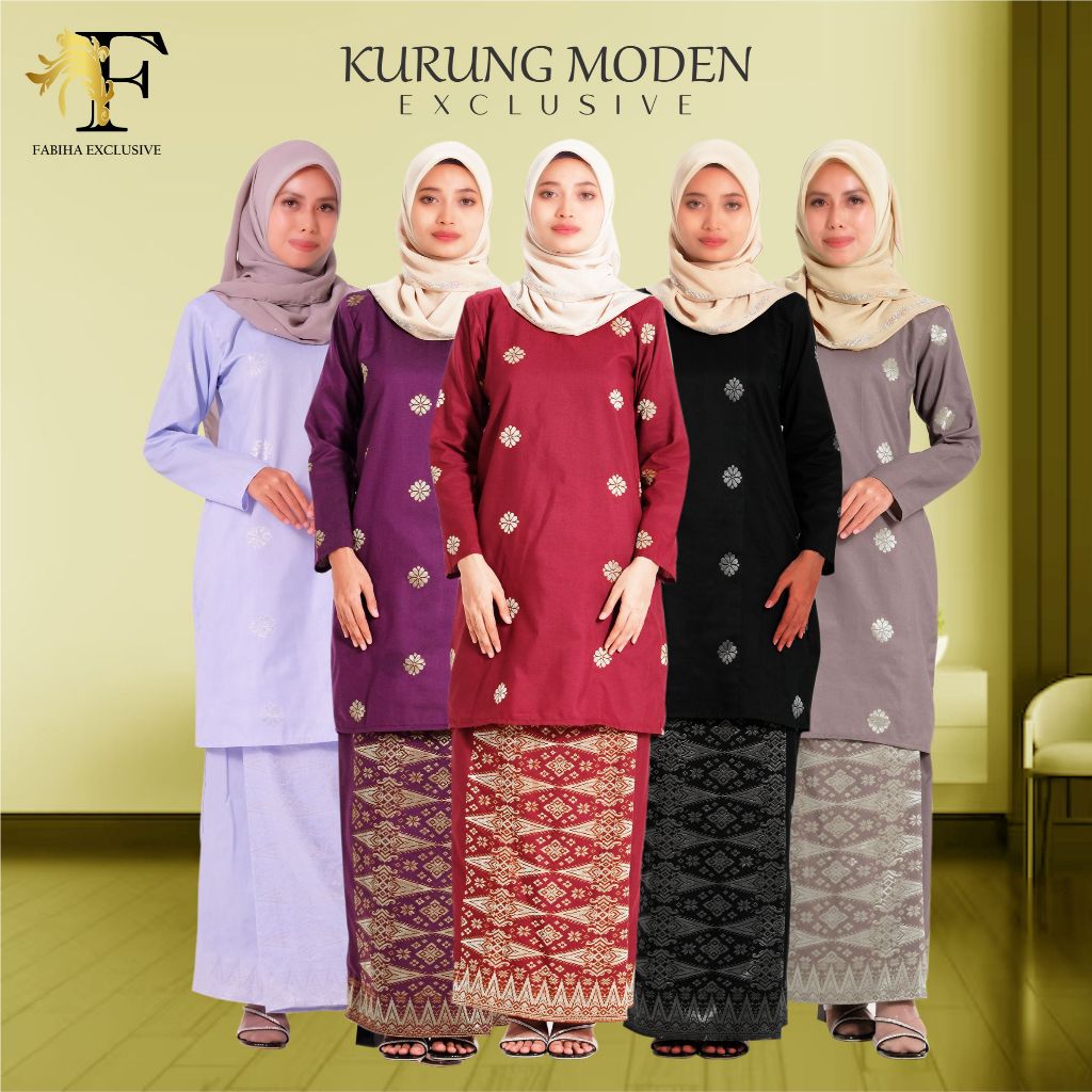 By Fabiha Exclusive | Baju Kurung Moden Songket Tenun Soft Cotton Bunga ...