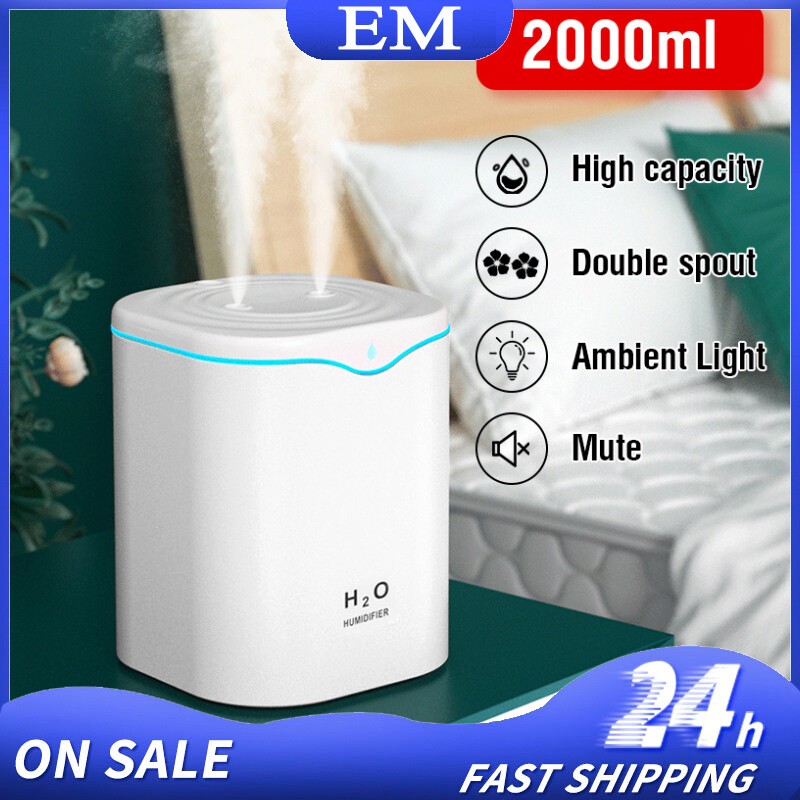 2000ML USB air humidifier Waterless Auto Shut-off for Home Office Yoga Spa Baby Diffuser ...