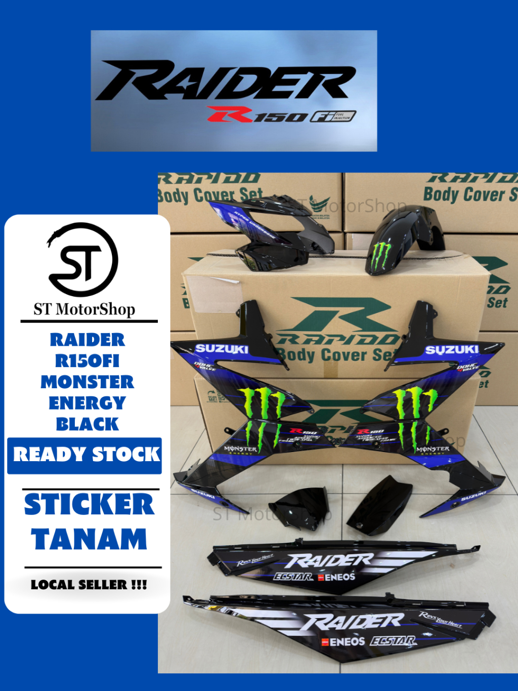 SUZUKI Raider R150fi GP Edition Black Sticker Tanam Stripe Tanam RAPIDO ...