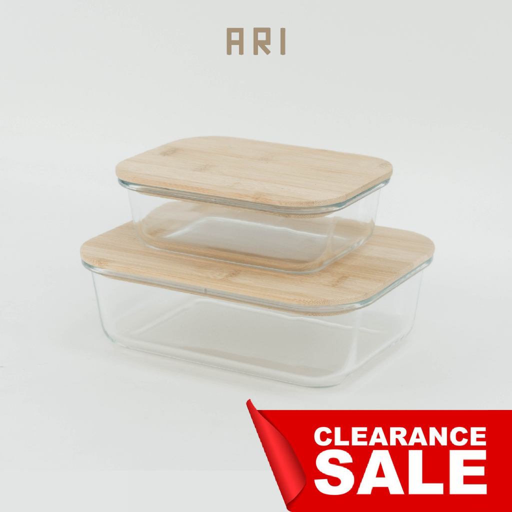 ARI Glass Container With Bamboo Lid Rectangle Lunch Box High Quality ...