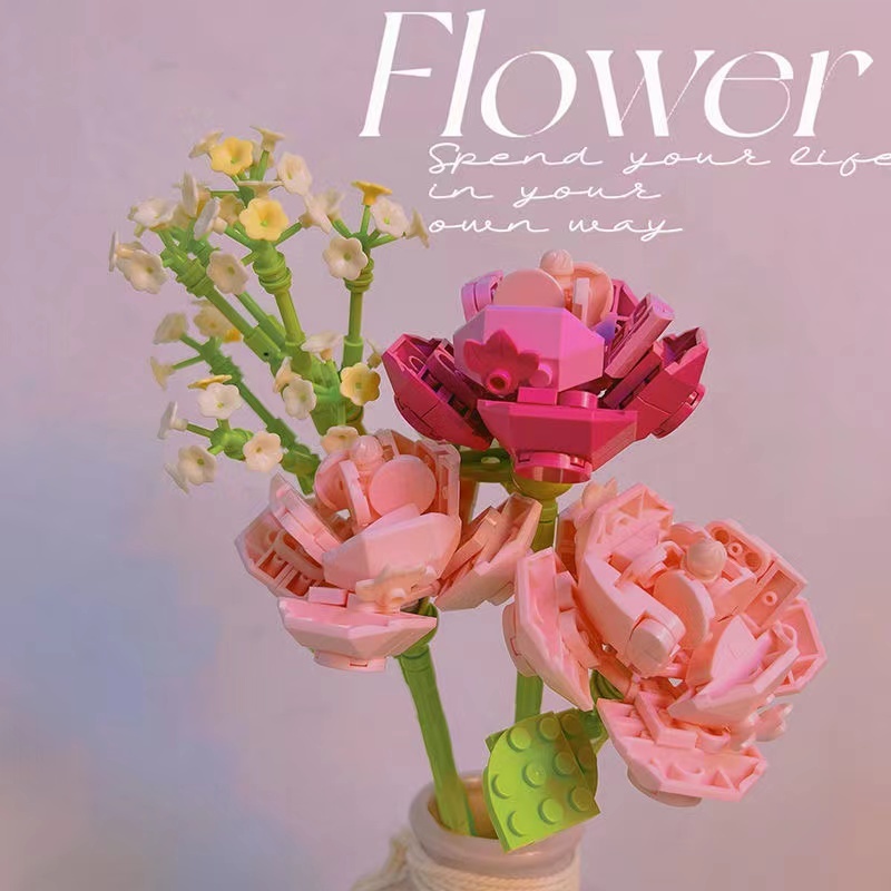 Jaki flower fake flower a special gift building block brick | Shopee ...