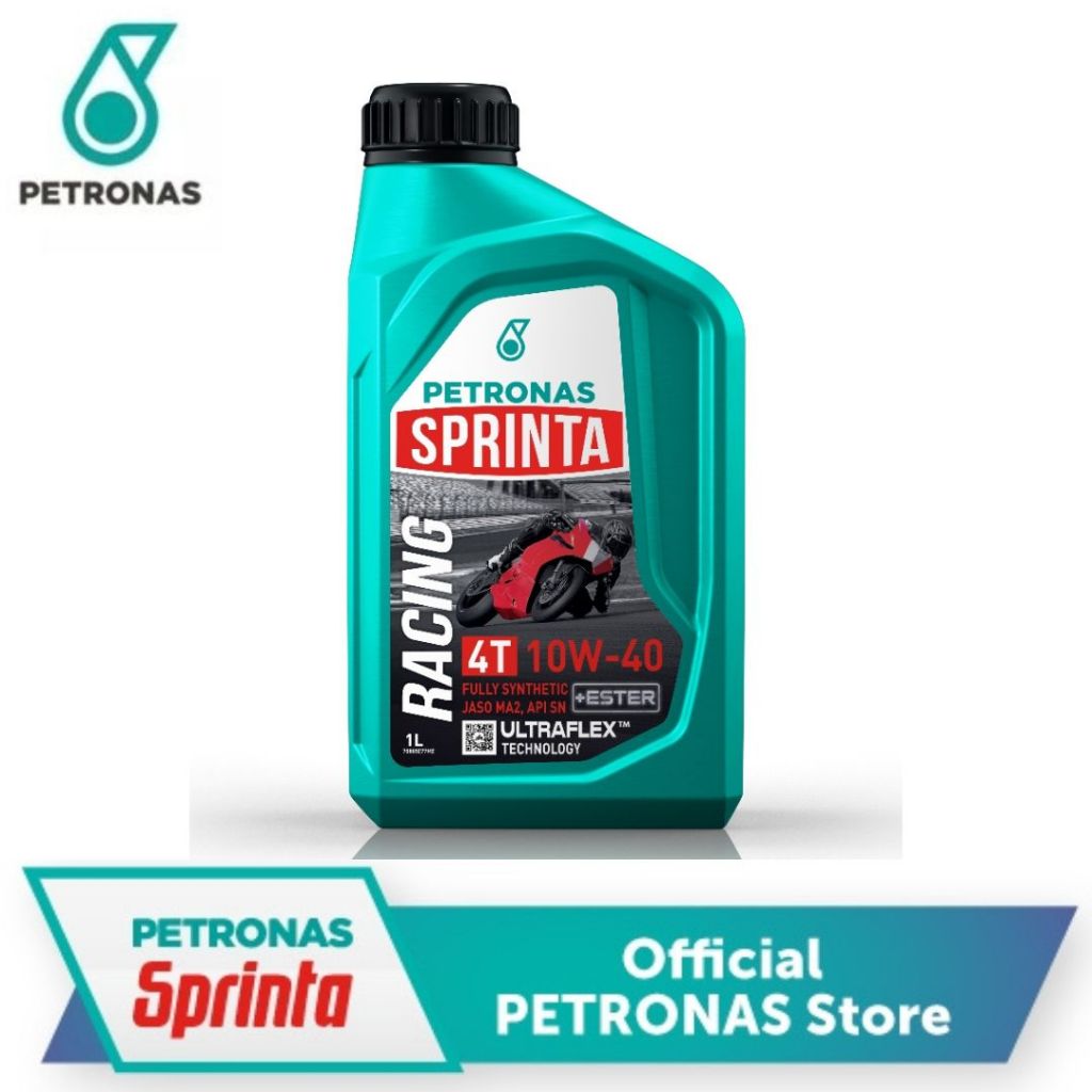 PETRONAS Sprinta 4T RACING ES 10W-40 Fully Synthetic - Minyak Hitam +ESTER API SN JASO MA2 ...