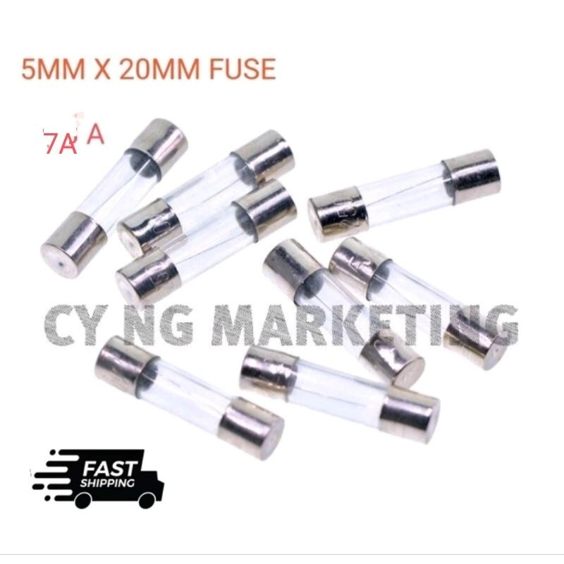 1PC GLASS FUSE 7A20MM 7A 20MM 250V～5mm x 20mm(G FUSE-20mm) | Shopee ...