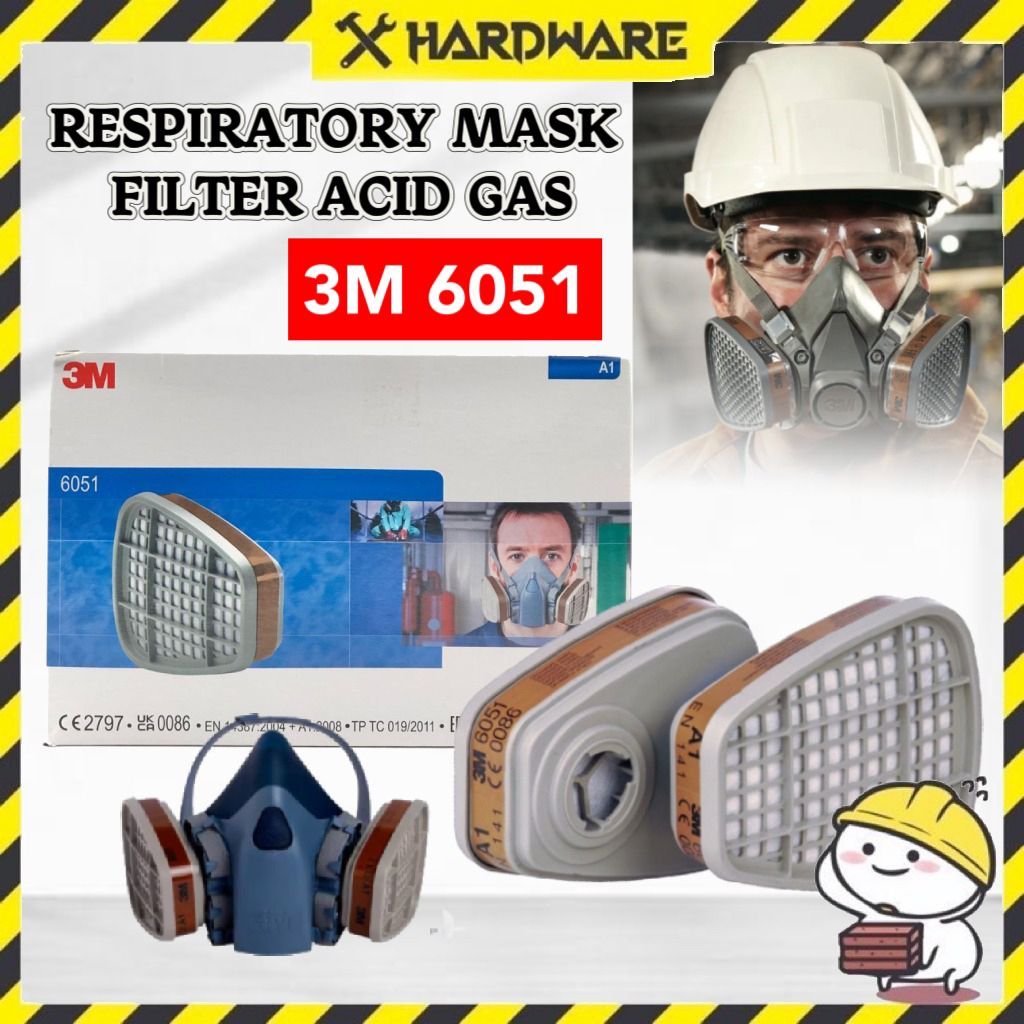 3M 6051 RESPIRATORY MASK FILTER - ACID GAS/ACID GAS CARTRIDGE /ABE1/CE ...