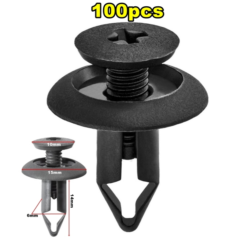 100pcs Car Fastener Clip Bumper Klip Kereta 6mm Side Bumper Clip Myvi ...